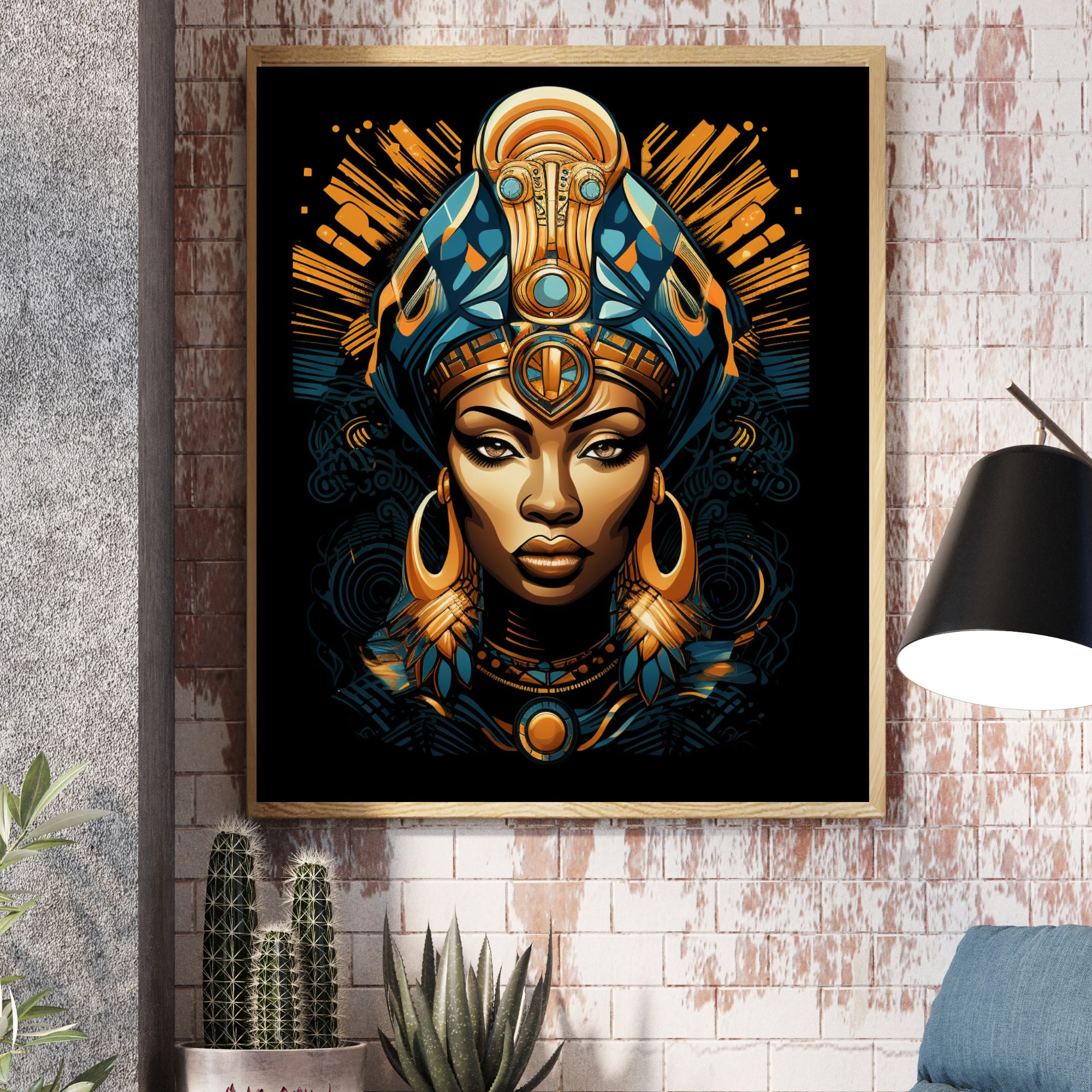 Vibrant Regal African Queen Wall Art, Beautiful African Queen Wall Poster, African Women Wall ...