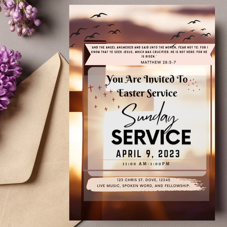 Editable Easter Sunday Service Template, Digital Easter Christian ...