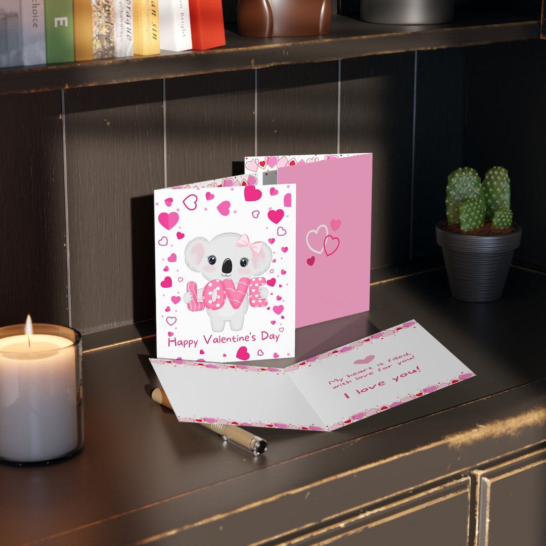 Cute and Cuddly Teddy Bear and Kola Printable Valentine's Day Card ...