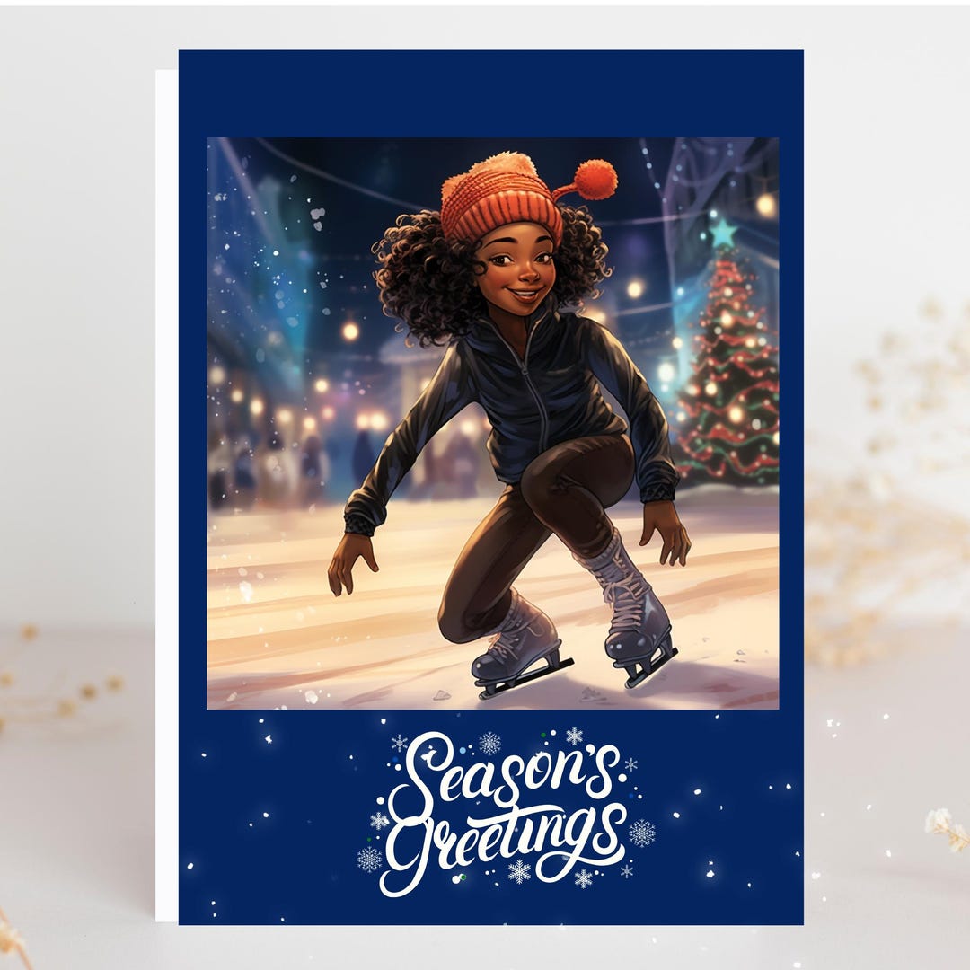 Delightful Ice Skater Winter Wonderland Christmas Greeting Cards ...