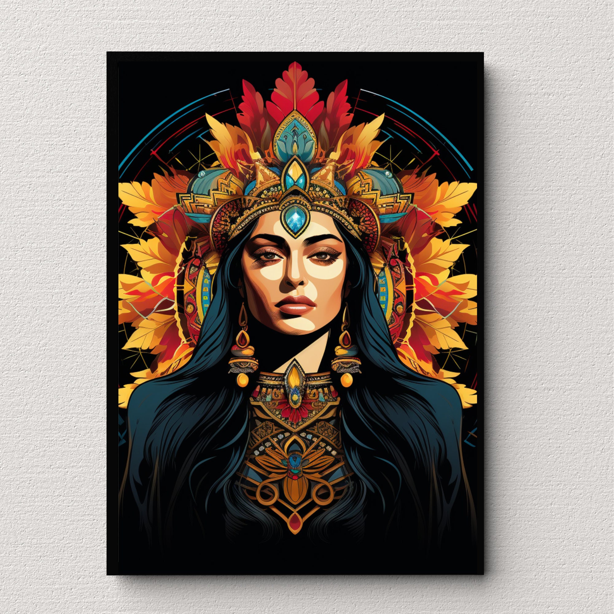 Vibrant Regal Mexican Queen Wall Art, Beautiful African Queen Wall ...