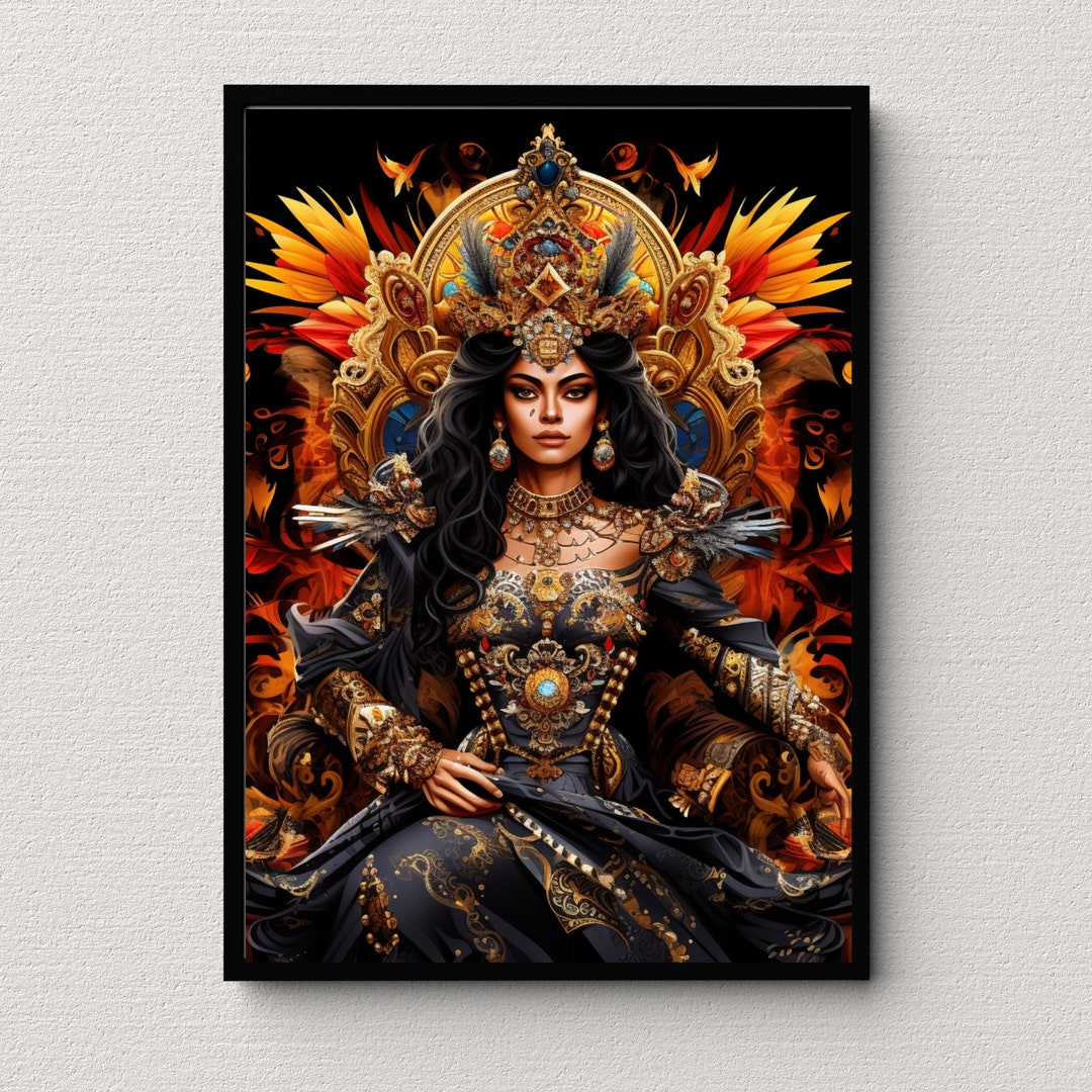 Vibrant Regal Mexican Queen Wall Art, Beautiful African Queen Wall ...