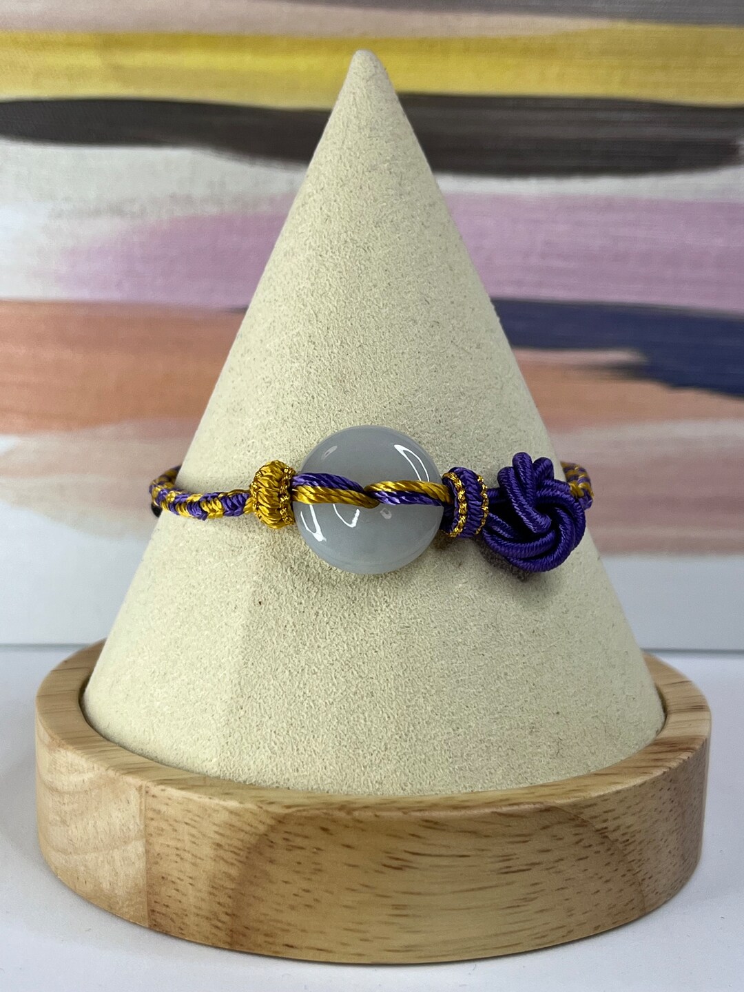 Mandala Knot With Myanmar Jade Engraved Ring Handwoven Bracelet/natural ...