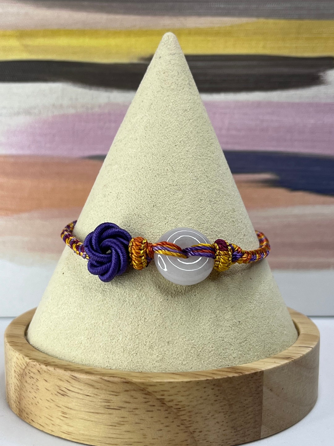 Mandala Knot With Myanmar Jade Engraved Ring Handwoven - Etsy