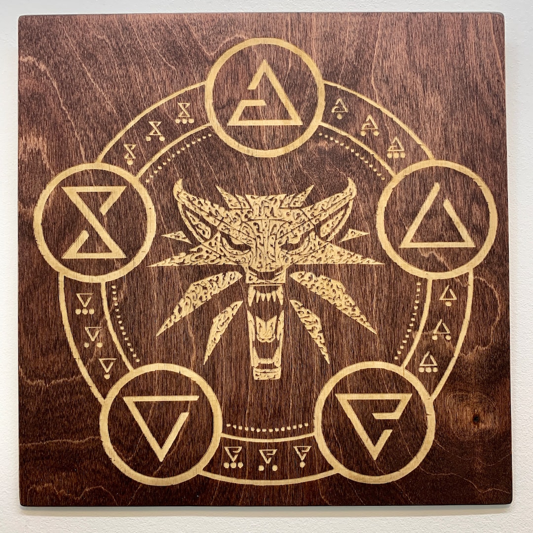The Witcher Wall Art Wolf and Magic Signs - Etsy