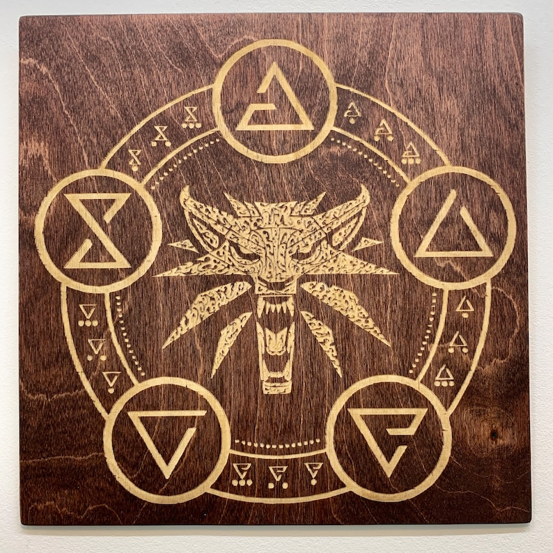 The Witcher Wall Art Wolf and Magic Signs - Etsy