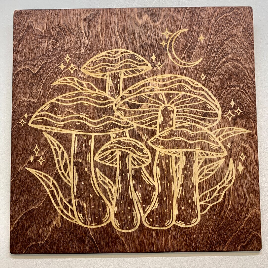 12"x12" Mushrooms Engraved Wall Art - Square - Etsy