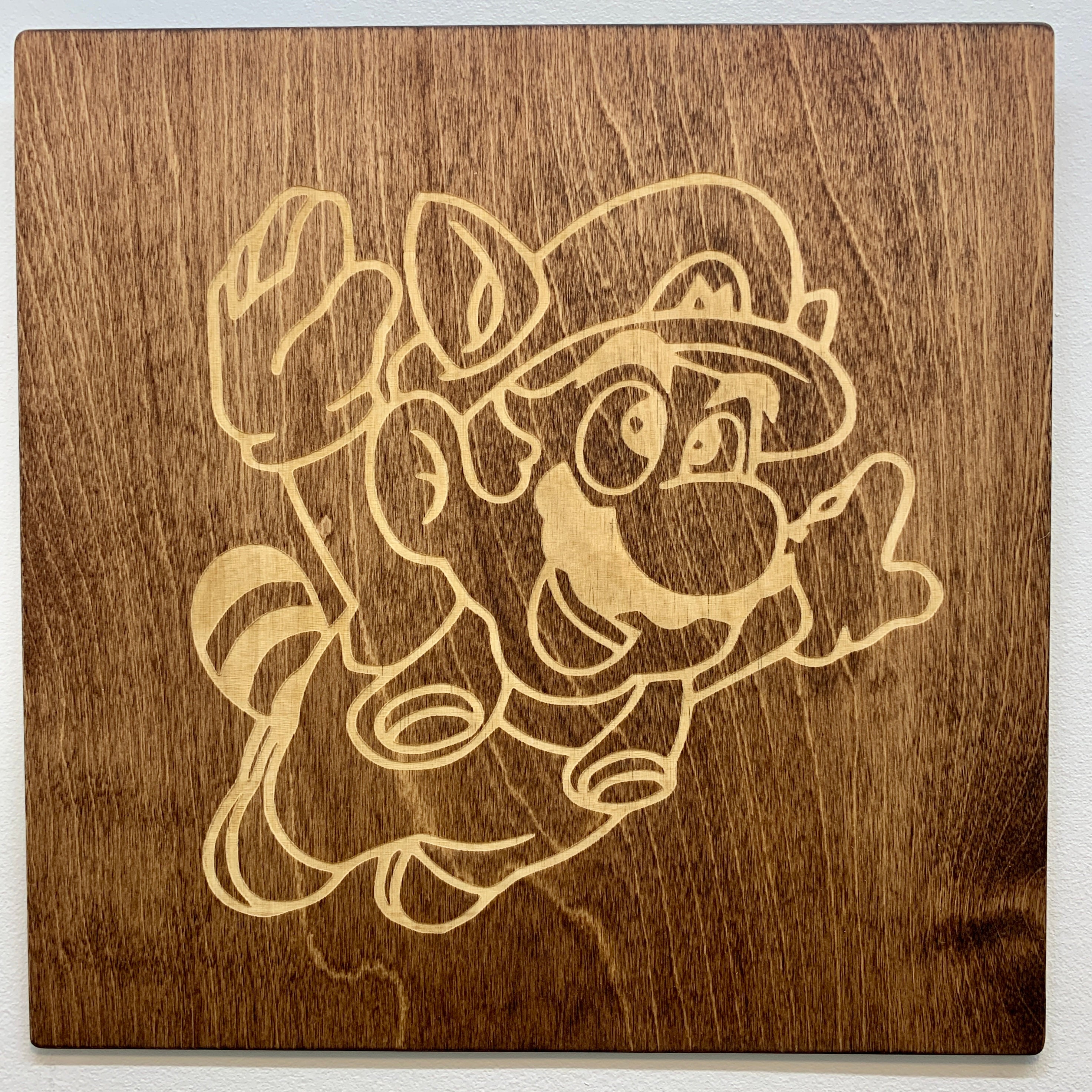 12"x12" Super Mario Engraved Wall Art - Raccoon Mario - Etsy