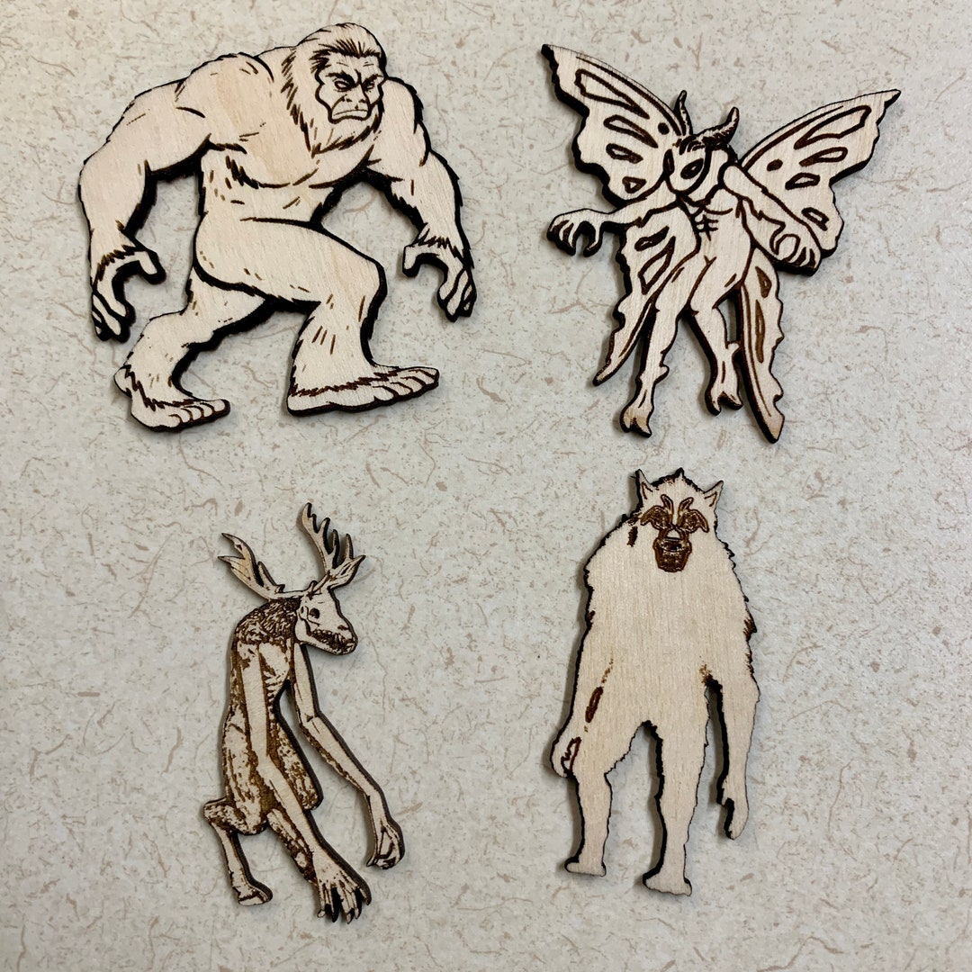 Miniature Wooden Cryptids sasquatch Mothman Dogman - Etsy
