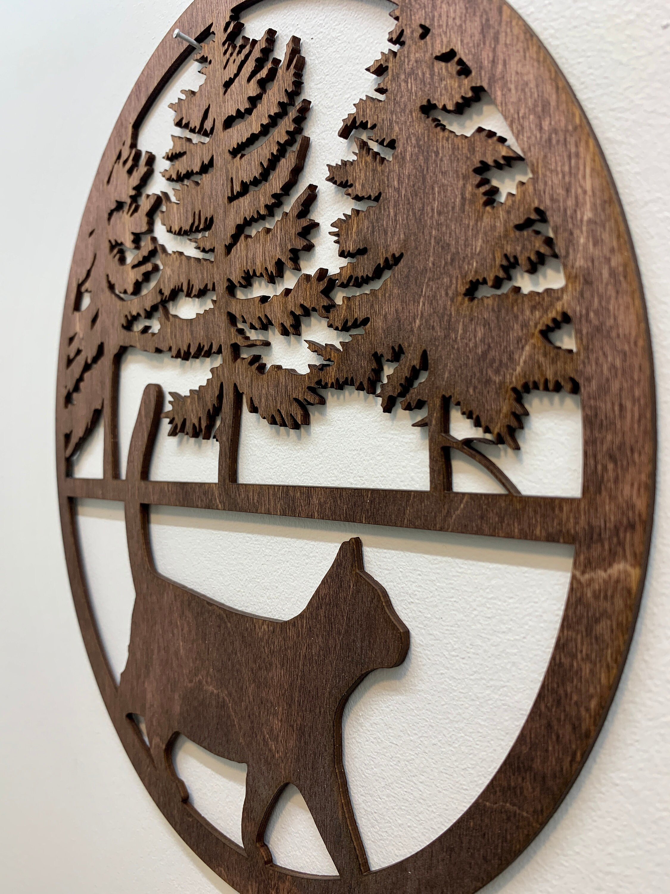 Cat and Trees - Wall or Window Piece - Wooden Cutout - Etsy