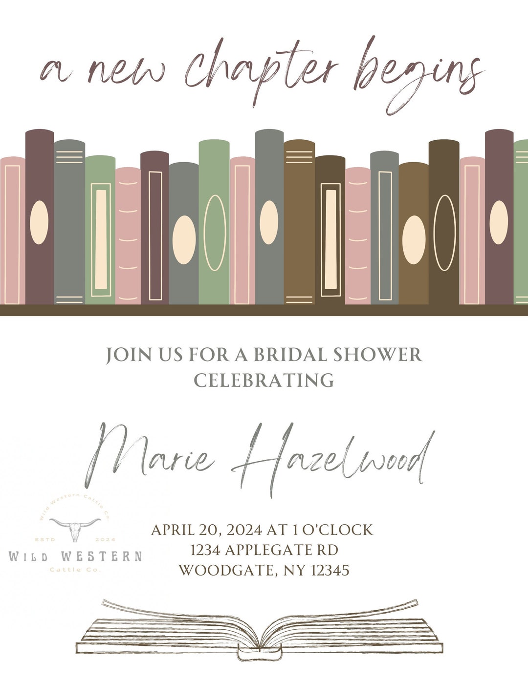 A New Chapter Bridal Shower Invitation - Etsy