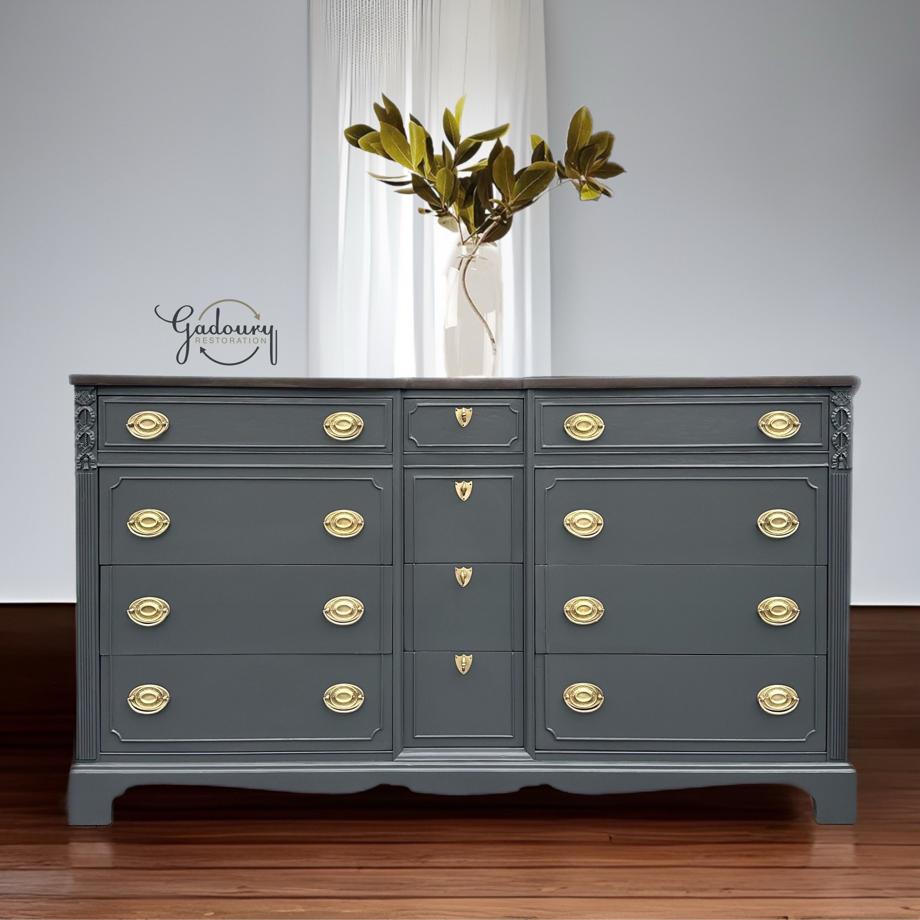 Gold and grey dresser store