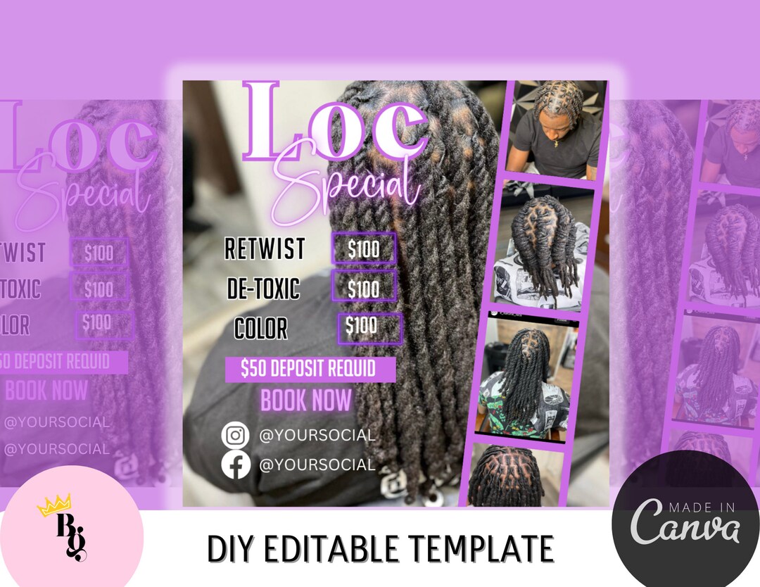 Locs & Styles Flyer ,social Media Dread Locks Flyer ,hair Flyer, Braids ...