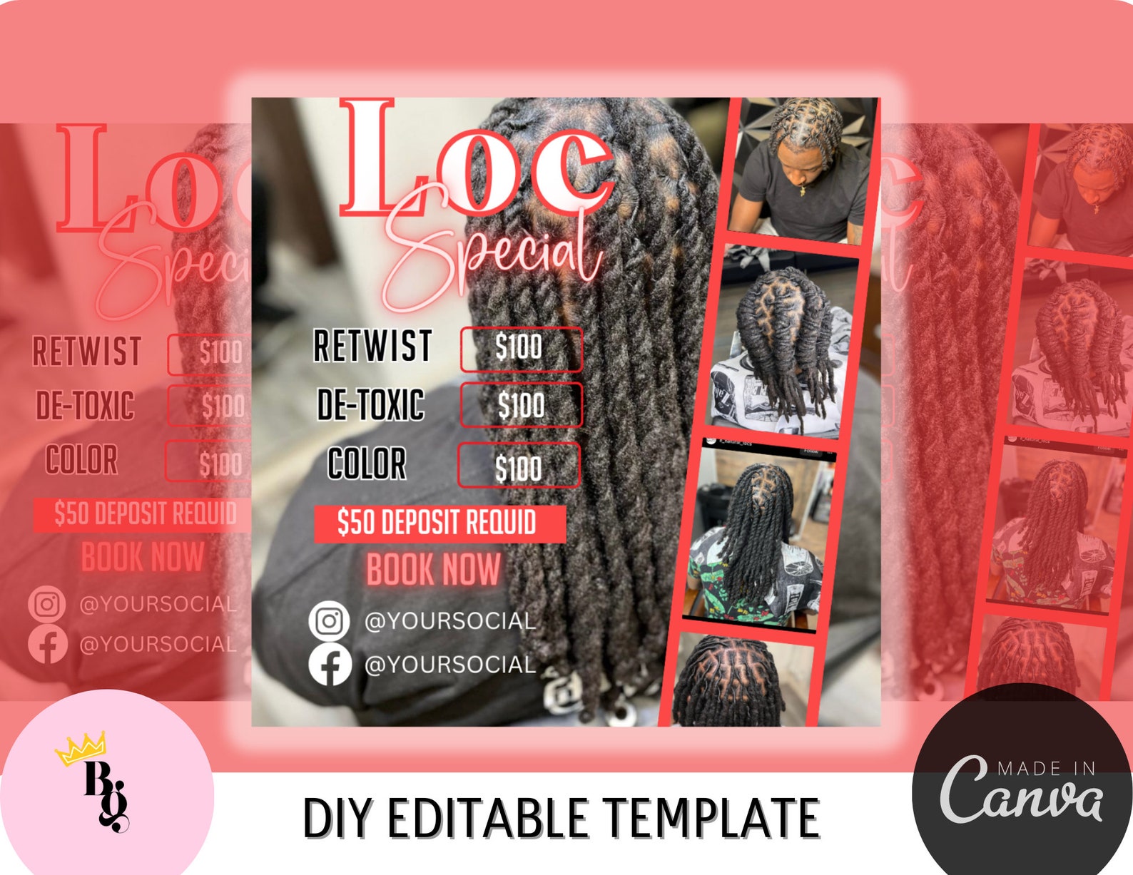Locs & Styles Flyer ,social Media Dread Locks Flyer ,hair Flyer, Braids ...