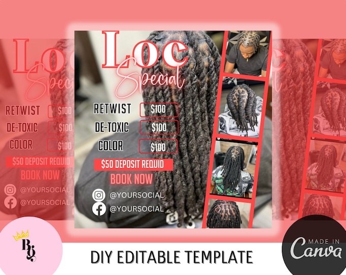 Locs & Styles Flyer ,social Media Dread Locks Flyer ,hair Flyer, Braids ...