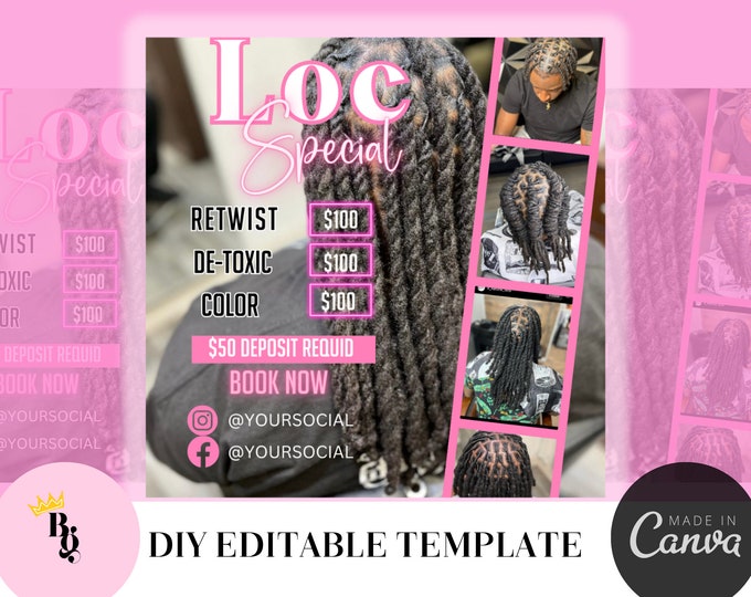 Locs & Styles Flyer ,social Media Dread Locks Flyer ,hair Flyer, Braids ...
