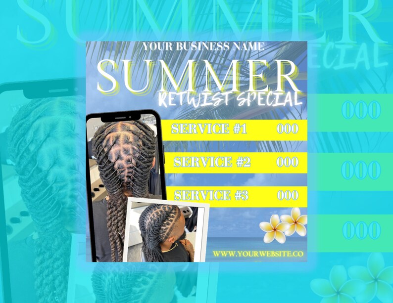 Summer Locs & Styles Flyer social Media Dread Locks Flyer - Etsy