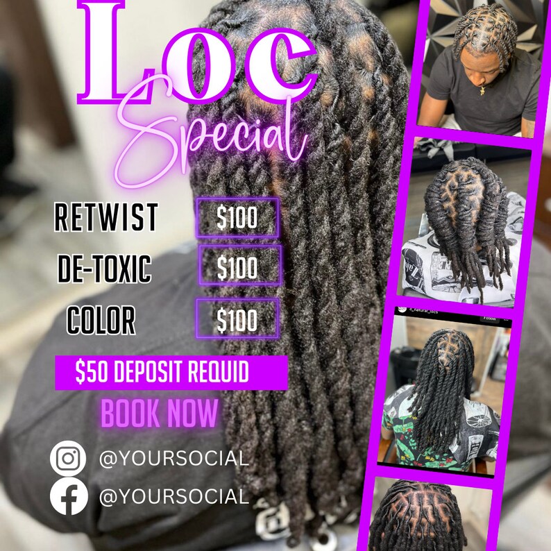 Locs & Styles Flyer ,social Media Dread Locks Flyer ,hair Flyer, Braids ...