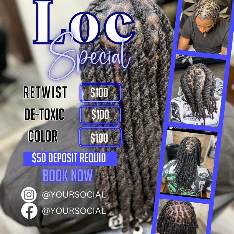 Locs & Styles Flyer social Media Dread Locks Flyer hair - Etsy
