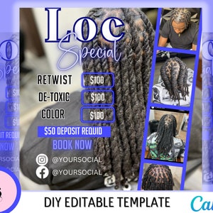 Locs & Styles Flyer ,social Media Dread Locks Flyer ,hair Flyer, Braids ...