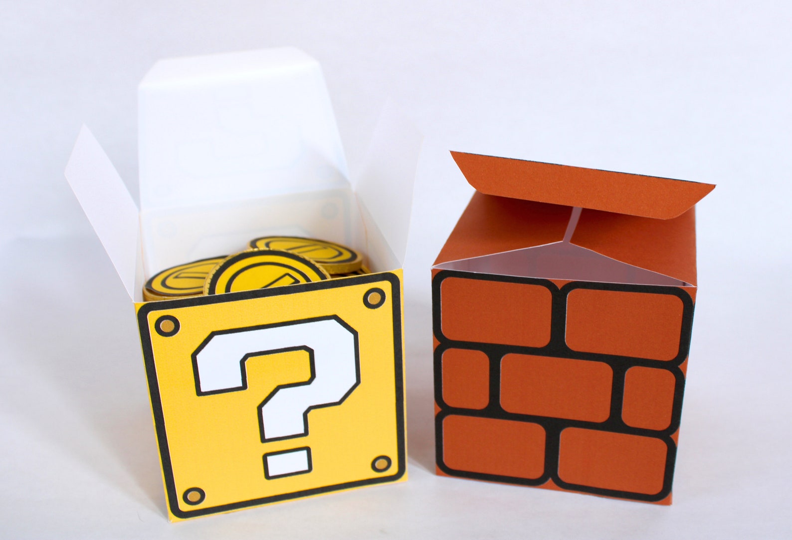 Printable Mystery Block and Brick Treat Boxes With Coins, 2D Mario ...