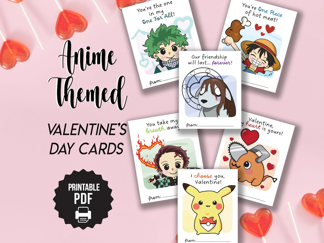 Anime Valentines Cards, Printable Anime Valentine Cards, One Piece ...