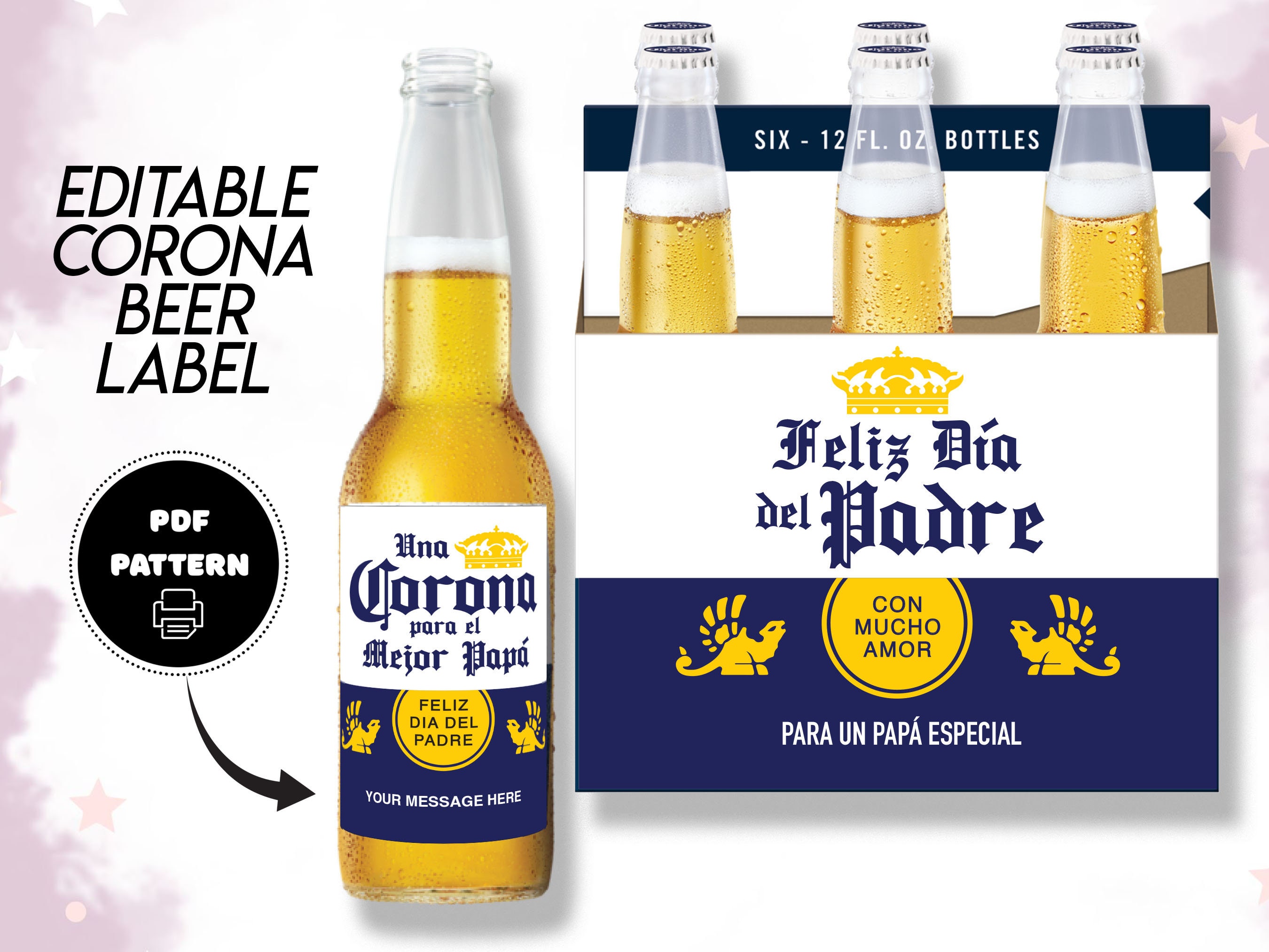Printable 12 Oz Corona Beer Labels 6 Pack Editable Corona - Etsy