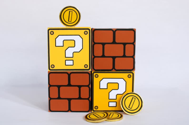 Printable Mystery Block and Brick Treat Boxes With Coins, 2D Mario ...