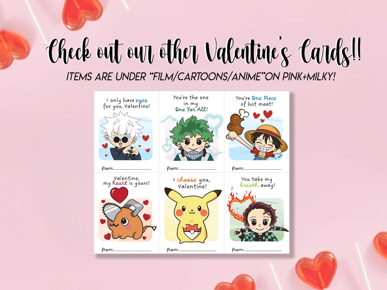 JJK Valentines Cards, Printable Anime Valentine Cards, Jujutsu Kaisen ...