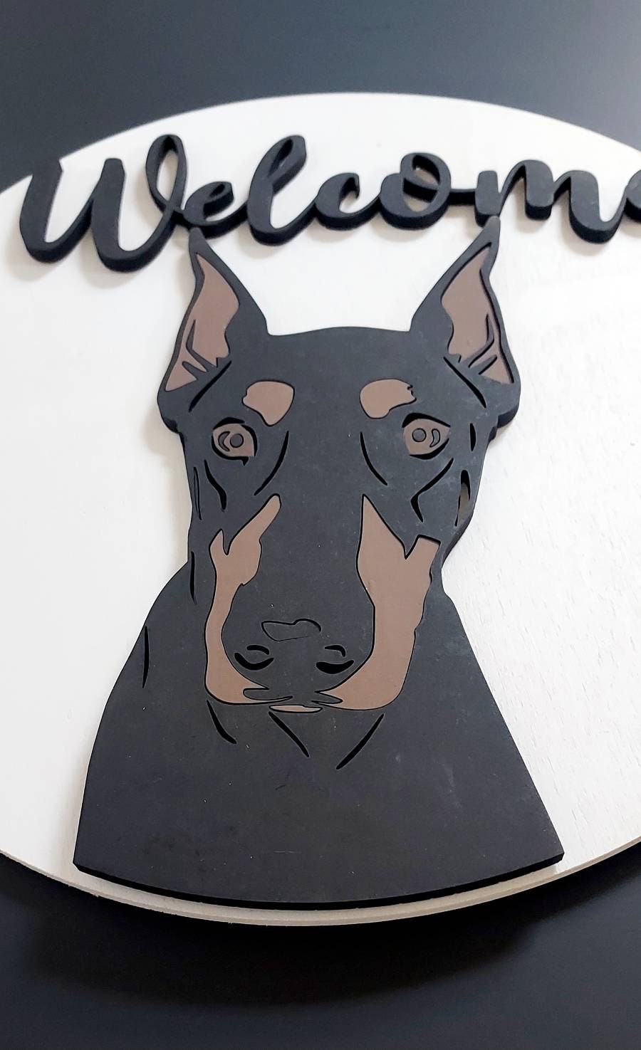 Doberman Sign, Doberman Welcome Sign, Doberman, Dog Sign, Pet Décor ...