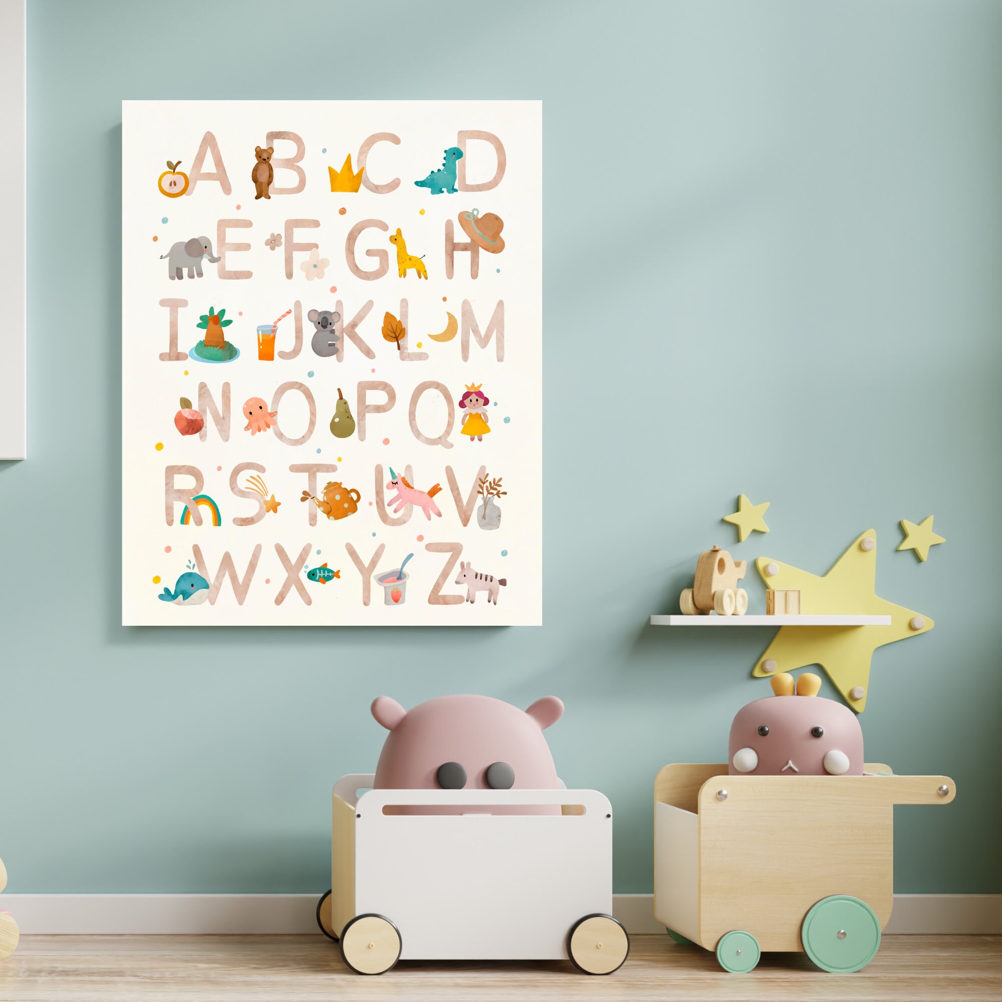 Animal Alphabet Poster, ABC Charts, Kids Room Poster, Educational ...