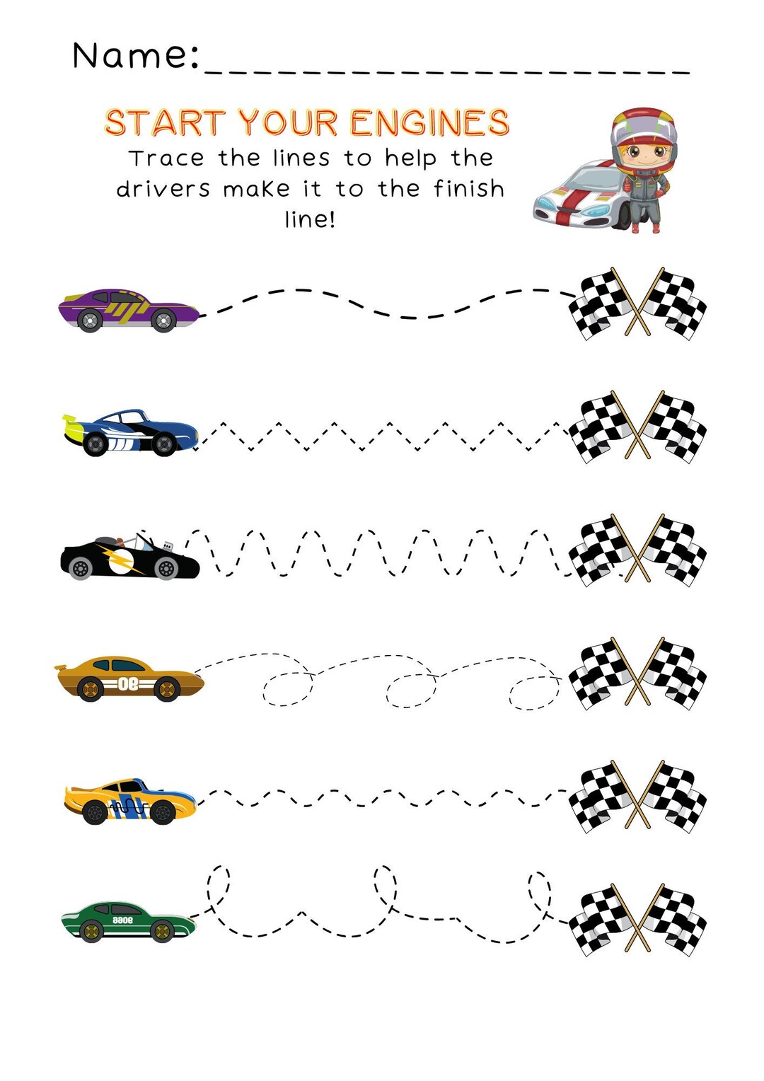 Prewriting Transportation Line Tracing Worksheets for Preschool, Fine ...