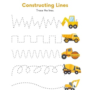 Prewriting Construction Line Tracing Worksheets for Preschool, Fine ...