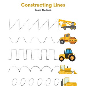 Prewriting Construction Line Tracing Worksheets for Preschool, Fine ...