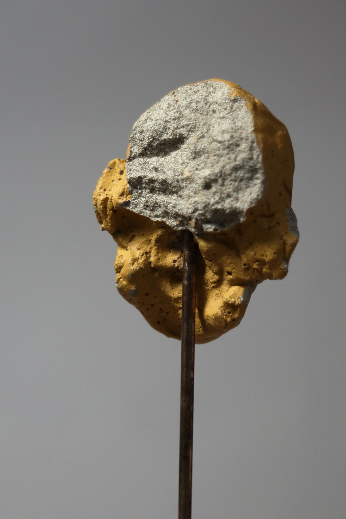 Csl.01 Small Concrete Sculpture on Bronze Rod on Wood Base, Handmade ...