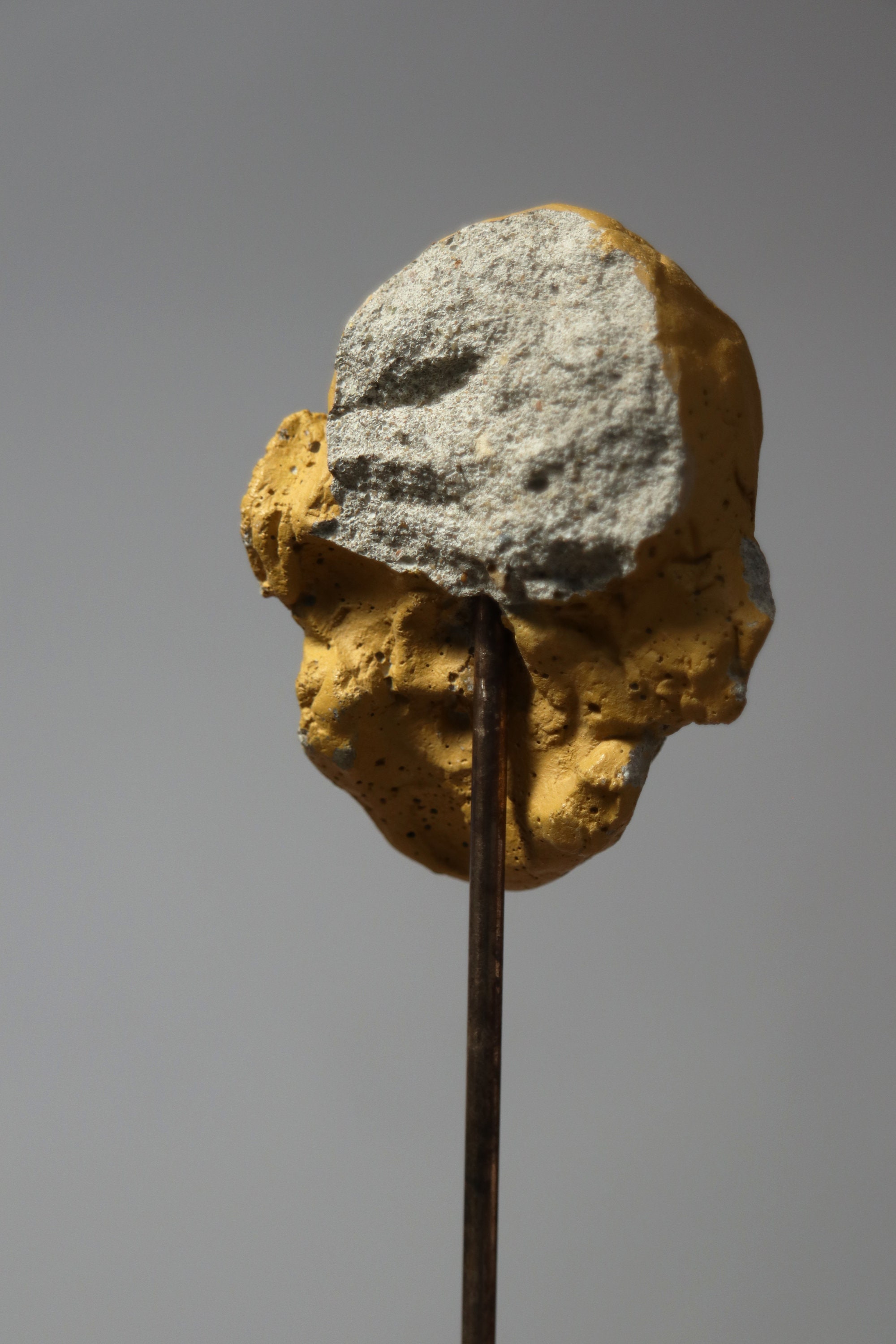 Csl.01 Small Concrete Sculpture on Bronze Rod on Wood Base, Handmade ...