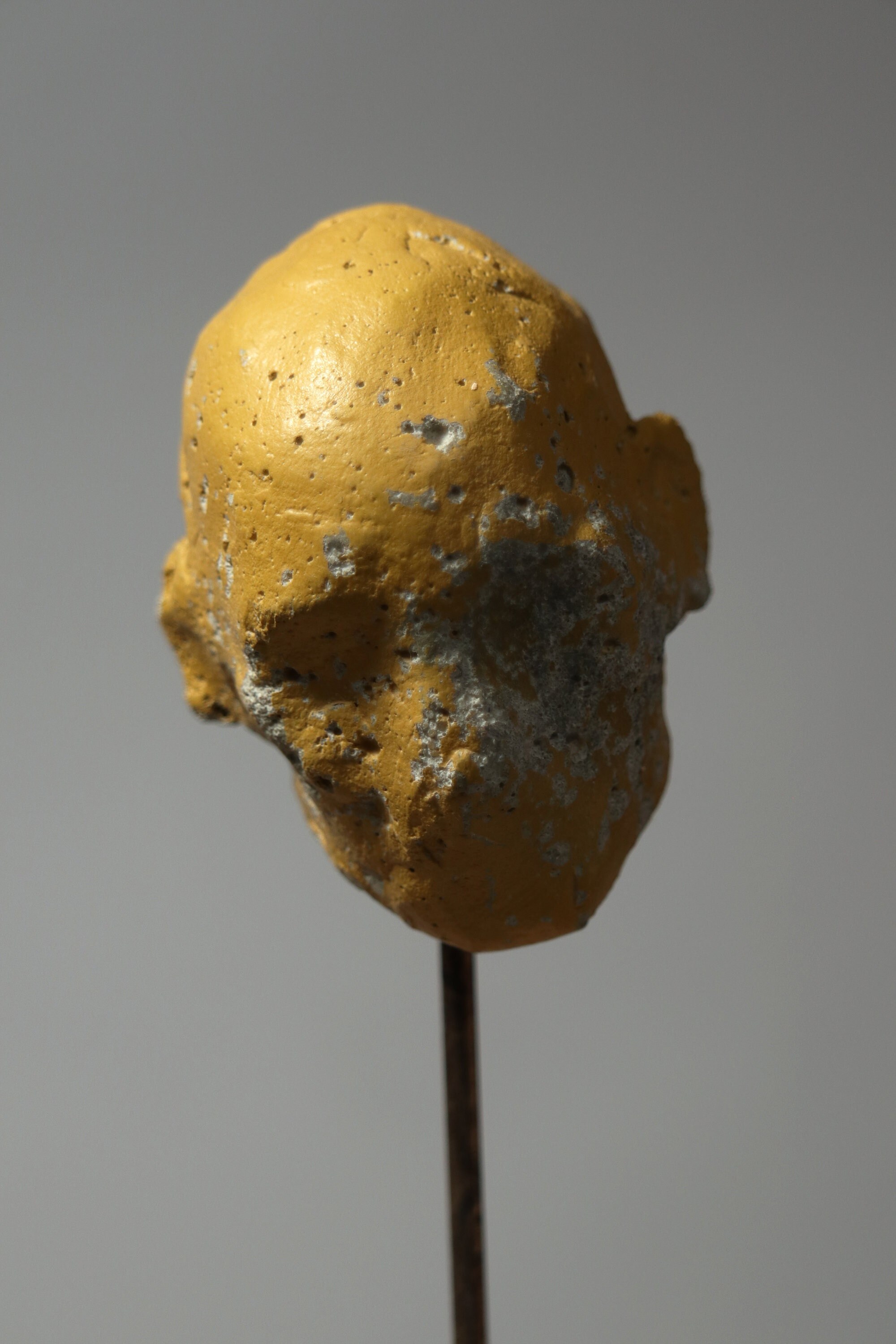 Csl.01 Small Concrete Sculpture on Bronze Rod on Wood Base, Handmade ...