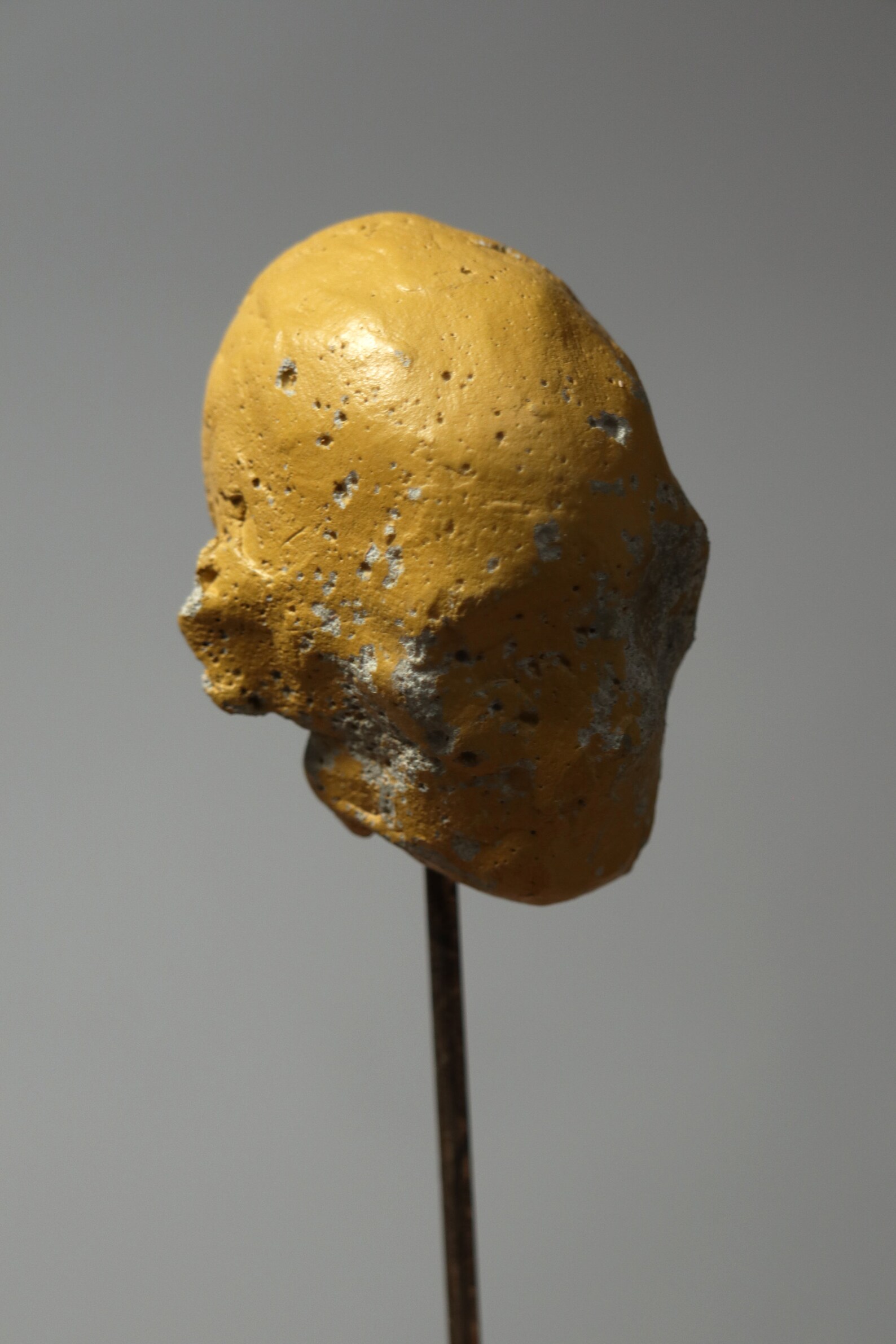 Csl.01 Small Concrete Sculpture on Bronze Rod on Wood Base, Handmade ...