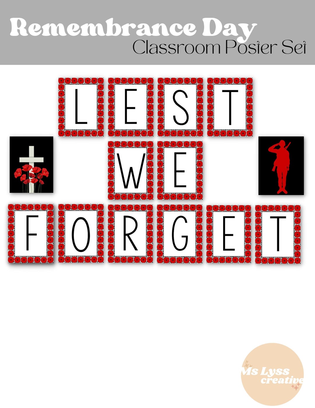 Remembrance Day Poster Set Lest We Forget Veterans Day - Etsy