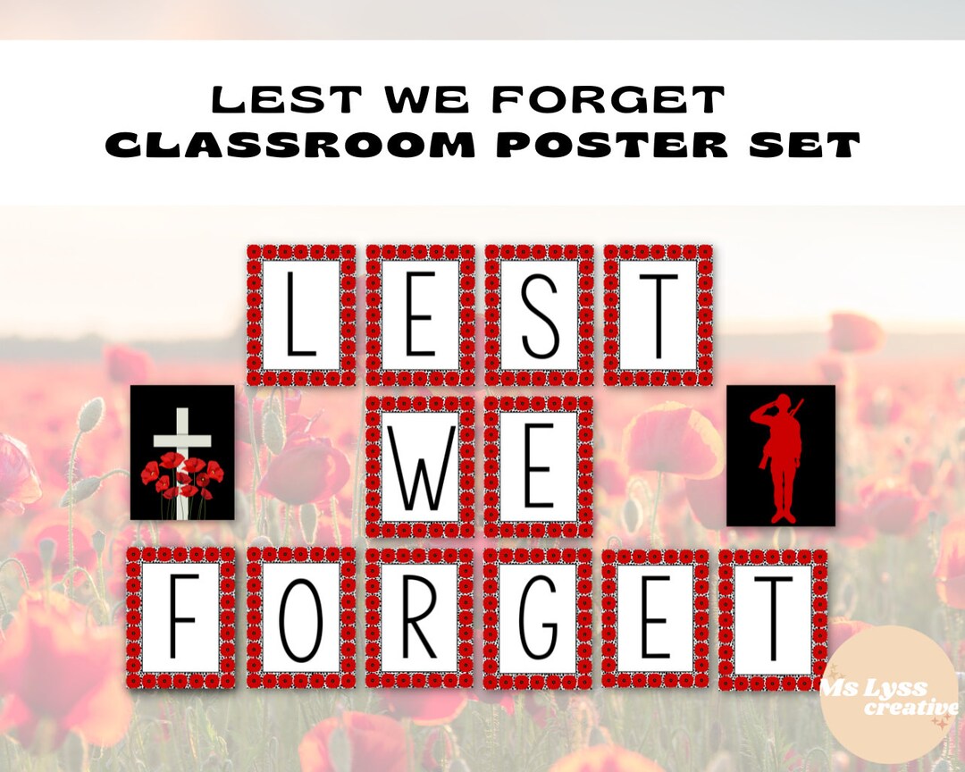 Remembrance Day Poster Set, Lest We Forget, Veterans Day, Classroom ...