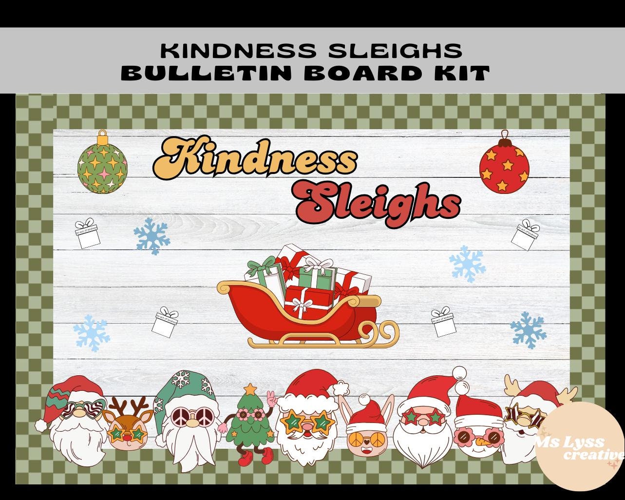 Kindness Sleighs Bulletin Board Kit, Christmas Bulletin Board, Holiday ...