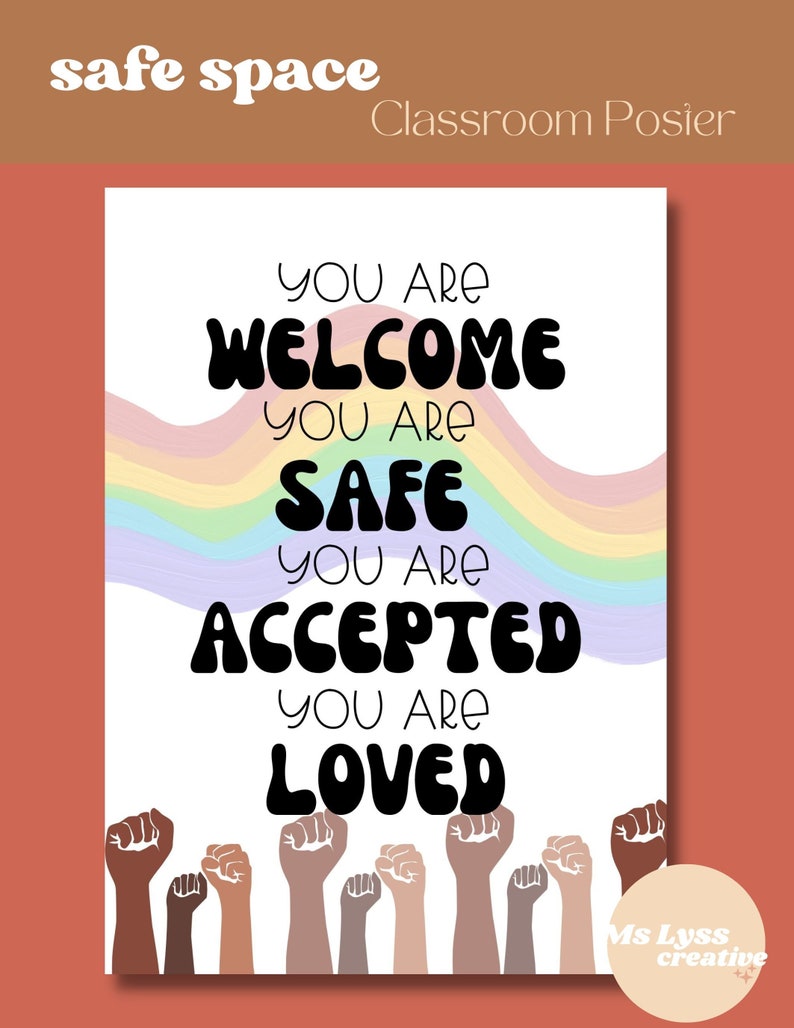 Safe Space Classroom Poster, Everyone is Welcome - Etsy
