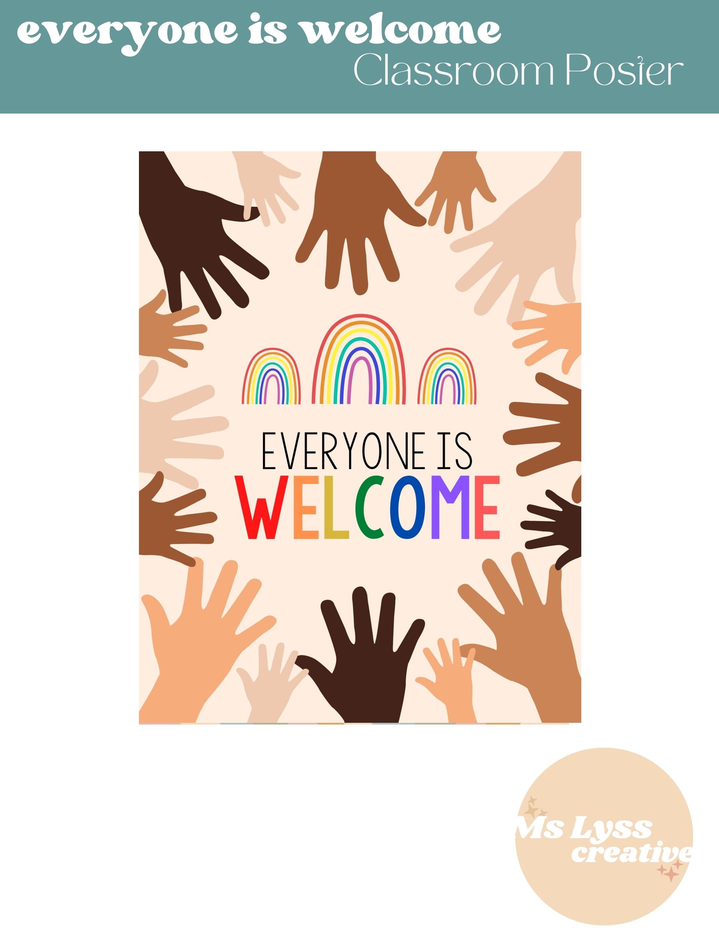 Everyone is Welcome Classroom Poster, Inclusive Posters, Decor Poster ...