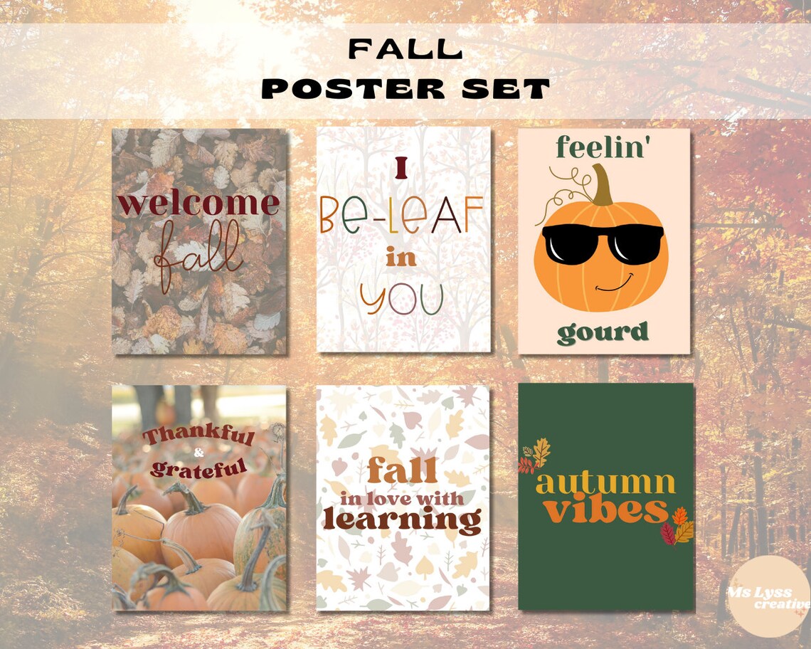 Fall Poster Set, Chill Fall Posters, Fall Classroom Decor - Etsy