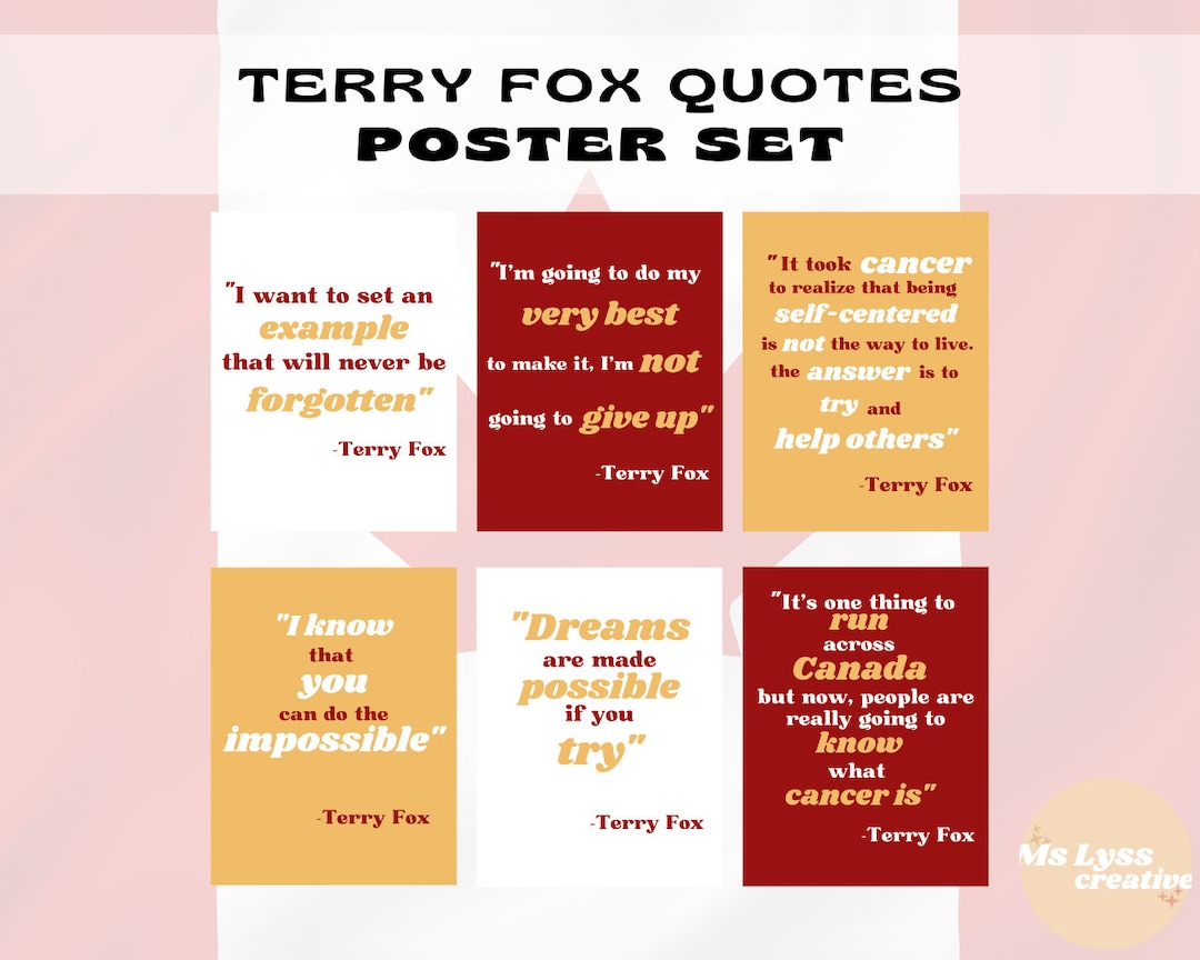 Terry Fox Quotes, Poster Set, Canadian Hero, Classroom Posters ...
