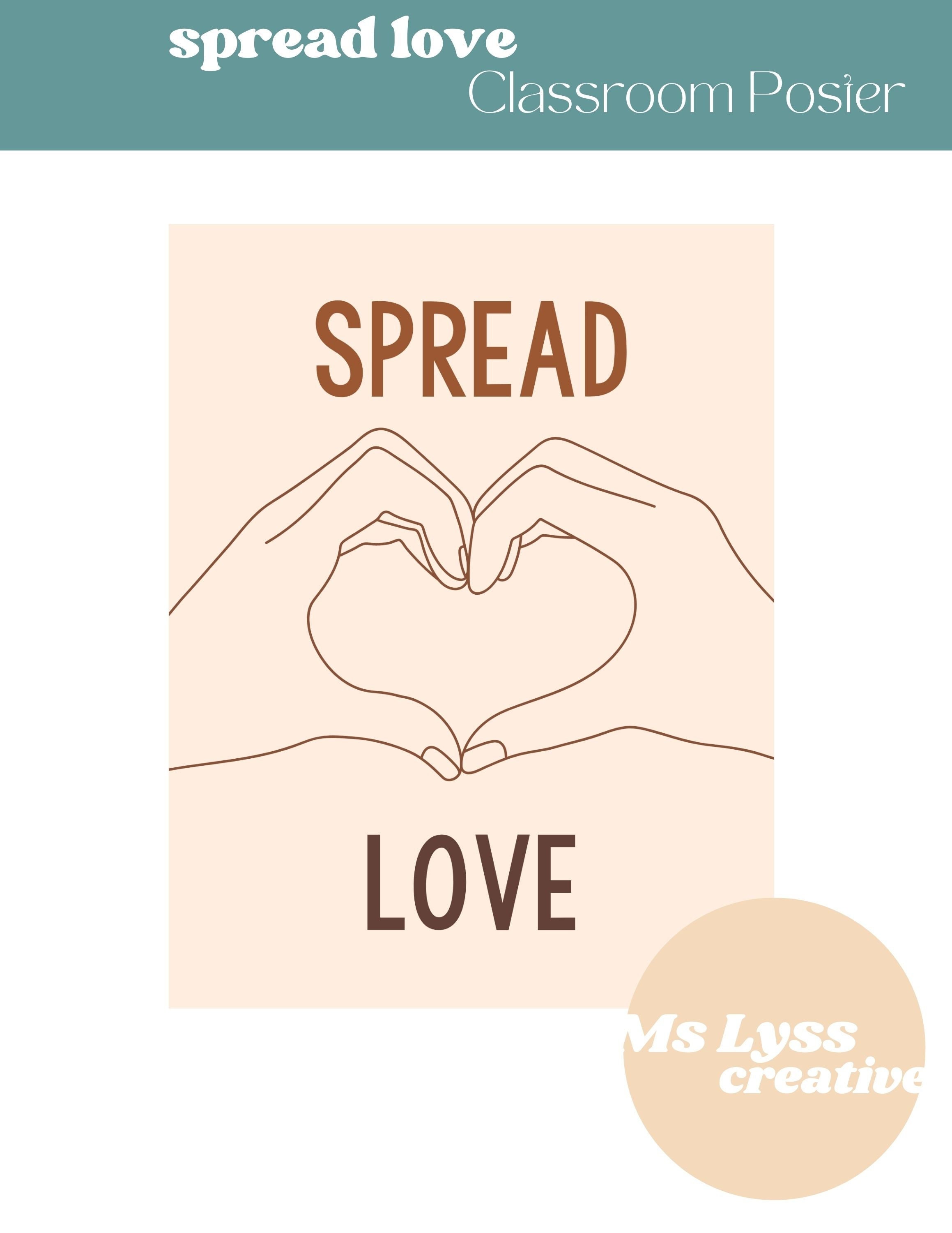 Spread Love Classroom Poster Inclusion Diversity Decor - Etsy