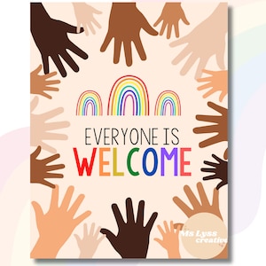 Everyone is Welcome Classroom Poster, Inclusive Posters, Decor Poster ...