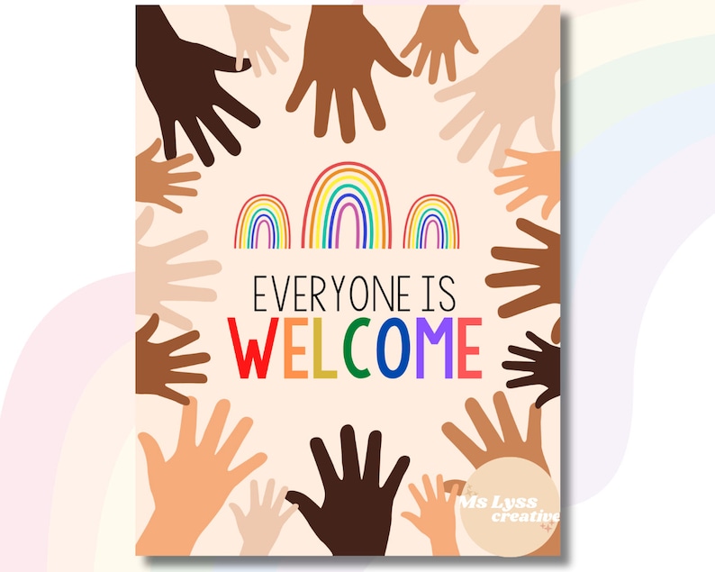Everyone is Welcome Classroom Poster, Inclusive Posters, Decor Poster ...