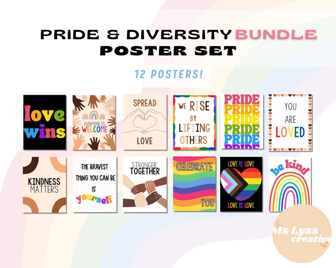 Diversity, Pride, Inclusion Poster Bundle, LGBTQ+, Decor Poster Set ...