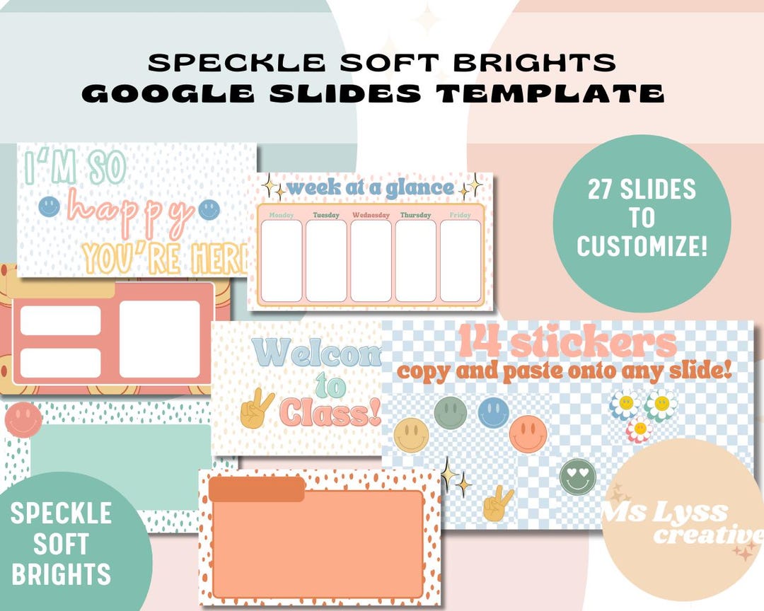 Speckle Soft Brights Google Slides Template | Editable Google Slides - Etsy